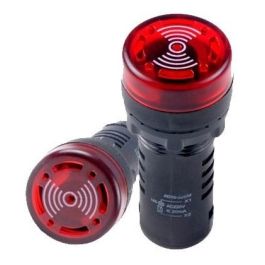 PIEZO ZOEMER 22MM + LED 24VDC/AC ROOD
