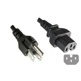 NETSNOER AMERIKA USA STEKKER (TYPE B) - C15 3 X 2.00MM2 1.8MZWART